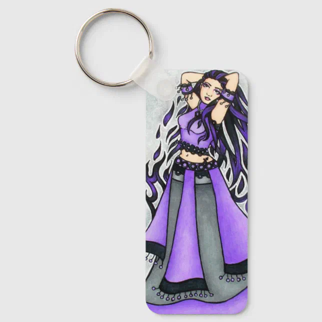Sagittarius Belly Dancer Purple Keychain | Zazzle