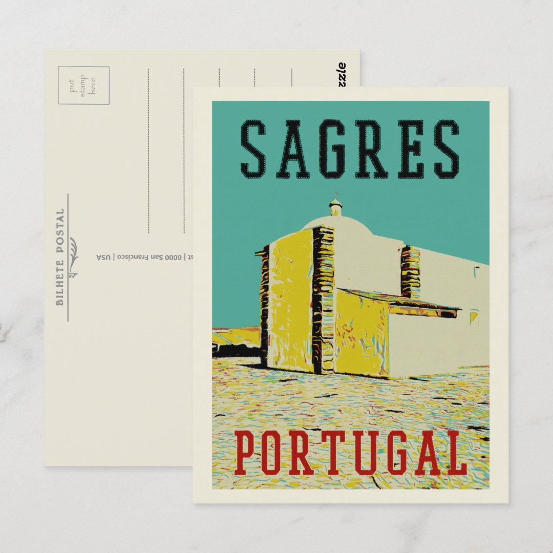 Sagres promontory illustration Algarve Portugal Postcard | Zazzle