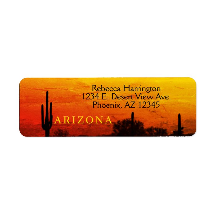 Saguaro Cactus Arizona Sunset Red Orange & Yellow Label | Zazzle.com
