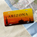 Saguaro Cactus Arizona Sunset Red Orange & Yellow License Plate | Zazzle