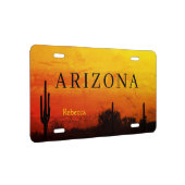 Saguaro Cactus Arizona Sunset Red Orange & Yellow License Plate | Zazzle