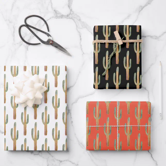 Saguaro Cactus Desert Plants Christmas Gift Wrapping Paper Sheets | Zazzle