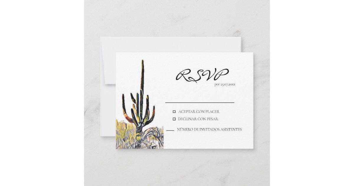 Saguaro Cactus Spanish Response Card | Zazzle