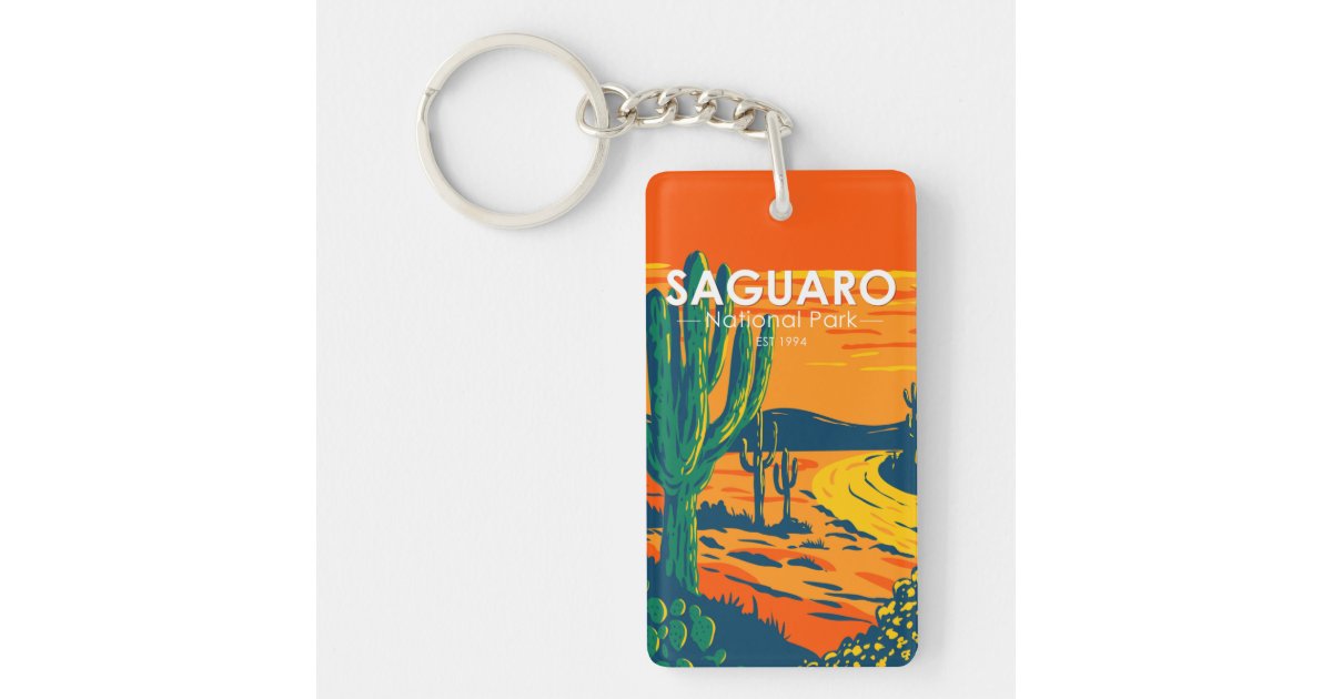 Saguaro National Park Arizona Vintage Double Sided Keychain | Zazzle