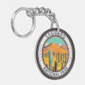 Saguaro National Park Cacti In Spring Badge Keychain | Zazzle