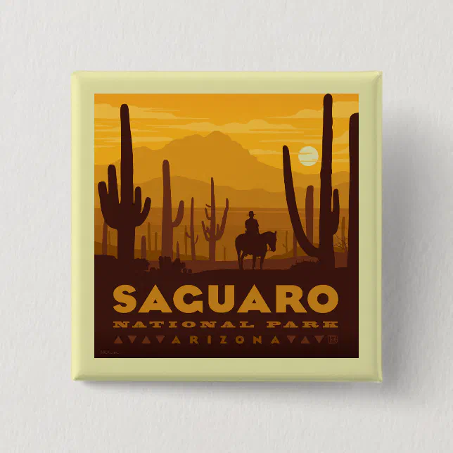 Saguaro Square National Park | Arizona Button | Zazzle