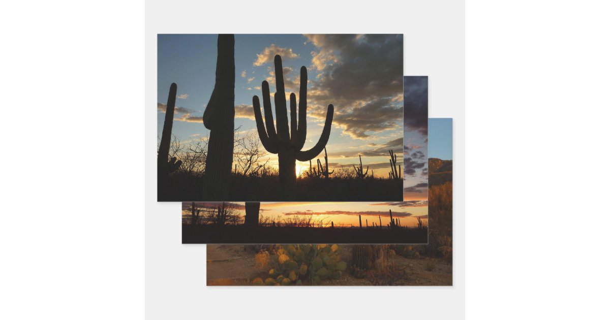 Saguaro Sunset II Arizona Desert Landscape Wrapping Paper Sheets | Zazzle