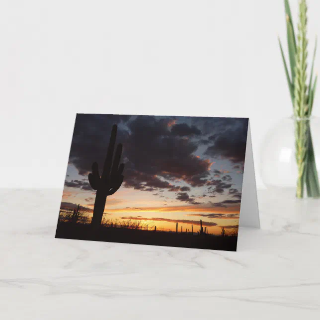Saguaro Sunset III Arizona Desert Landscape Card | Zazzle