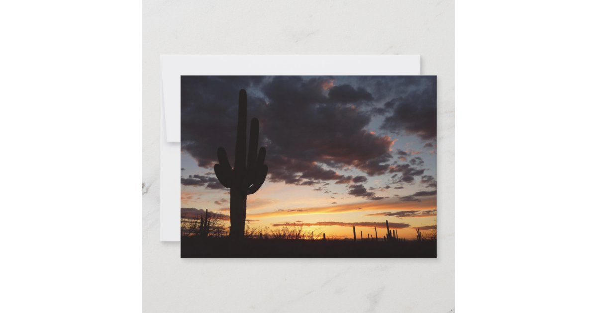 Saguaro Sunset III Arizona Desert Landscape Card | Zazzle