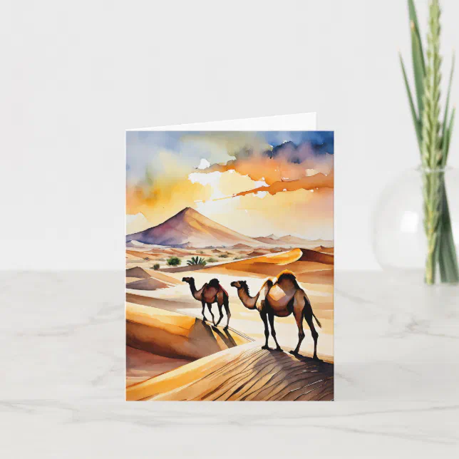 Sahara Desert Watercolor Stationery Card | Zazzle
