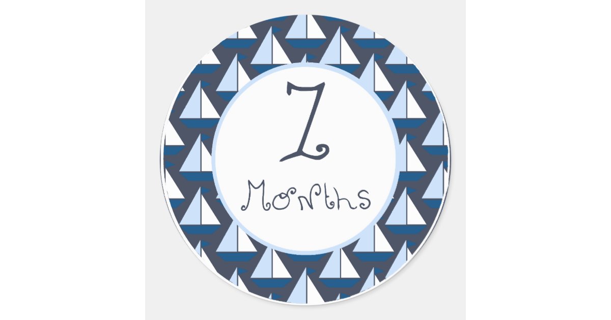 Sail Boat 7 Months Sticker | Zazzle