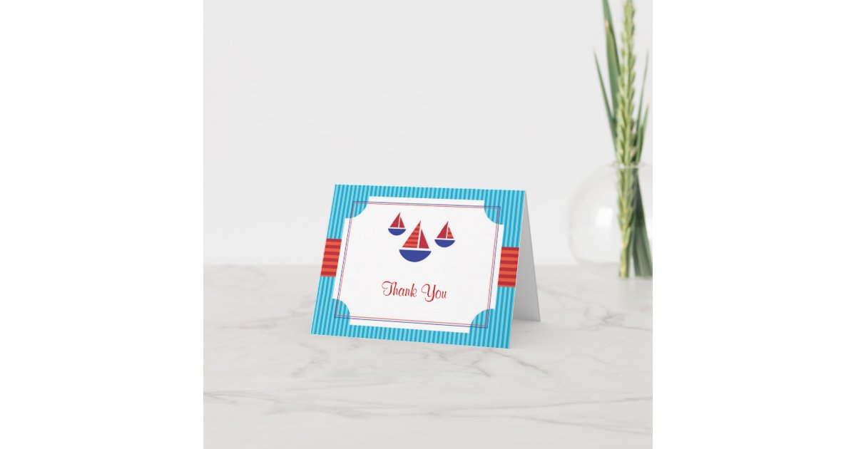 Sail Boat Card Thank You Card or Note Card | Zazzle