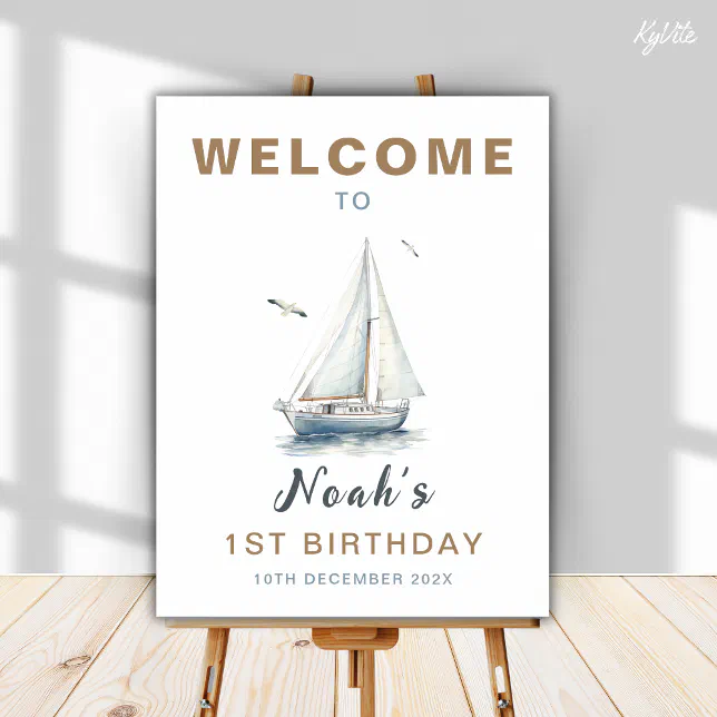 Sail on Over Sailboat Birthday Welcome Sign Board | Zazzle