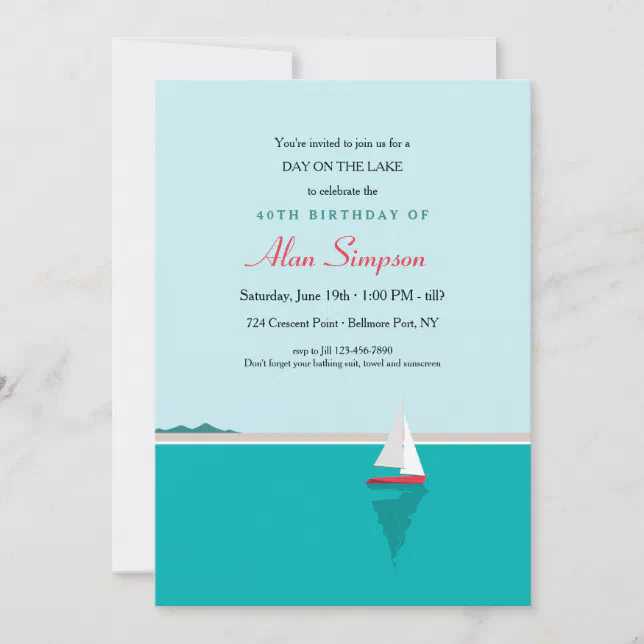 Sail on the Lake Invitation | Zazzle