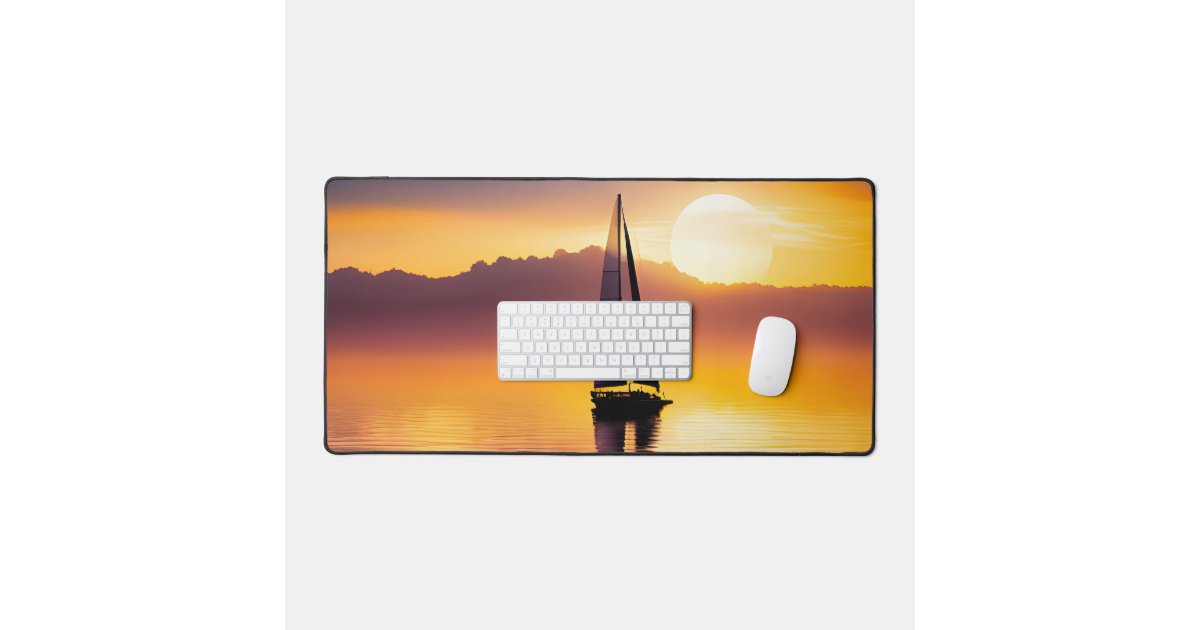 Sailboat and Ocean Sunset Desk Mat | Zazzle