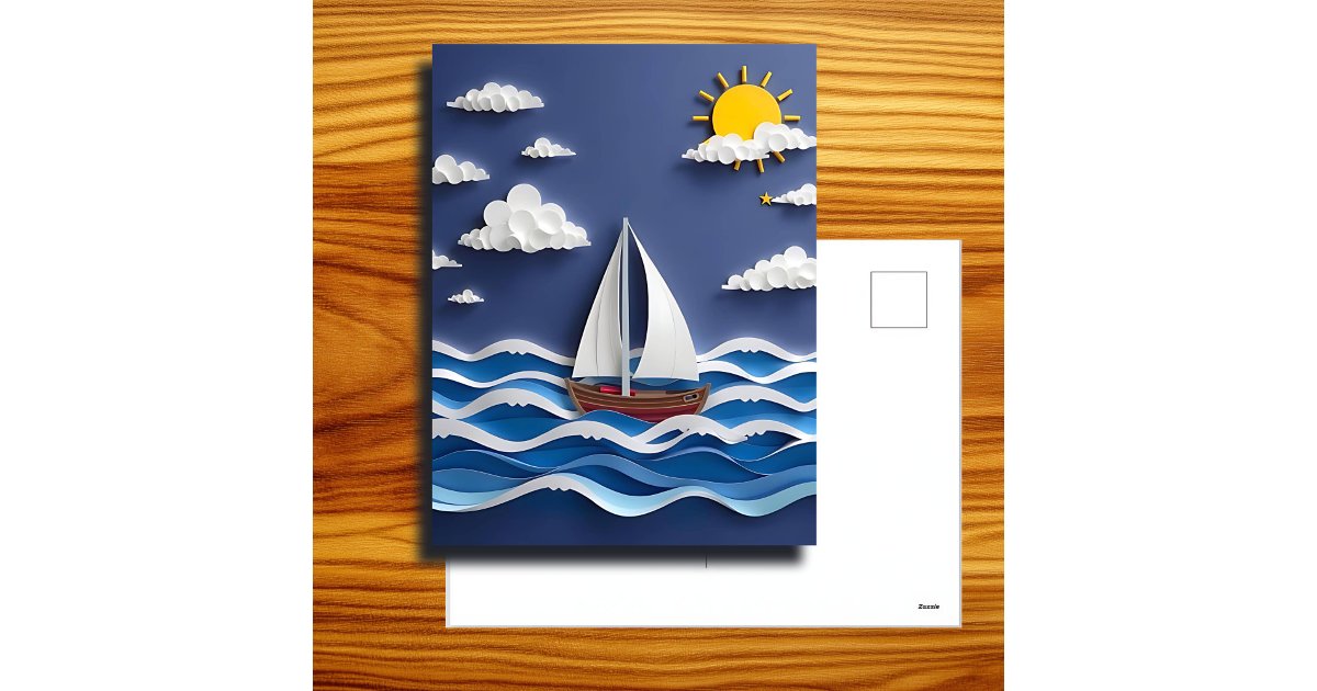 Sailboat and Sunshine | Paper Quilling Postcard | Zazzle