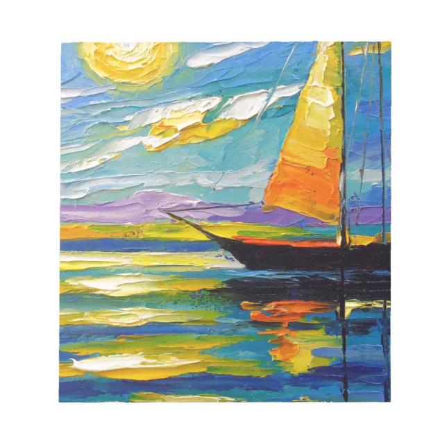 Sailboat at sunset notepad | Zazzle