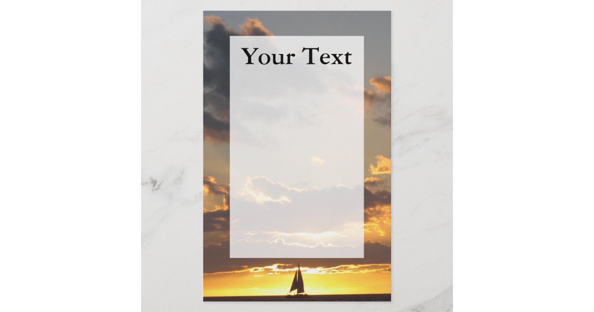 Sailboat at sunset writing paper | Zazzle