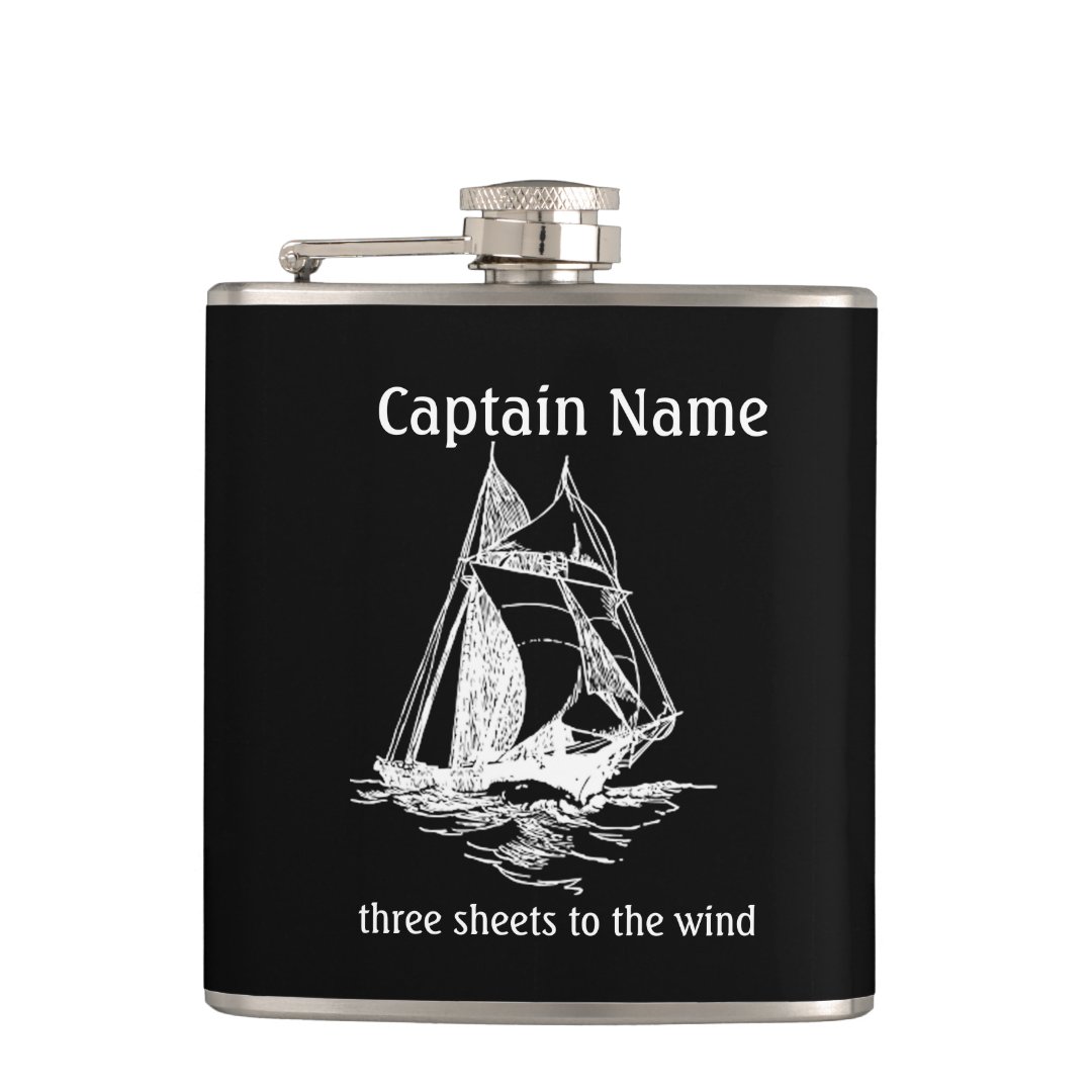 Sailboat Captain Custom Flask | Zazzle