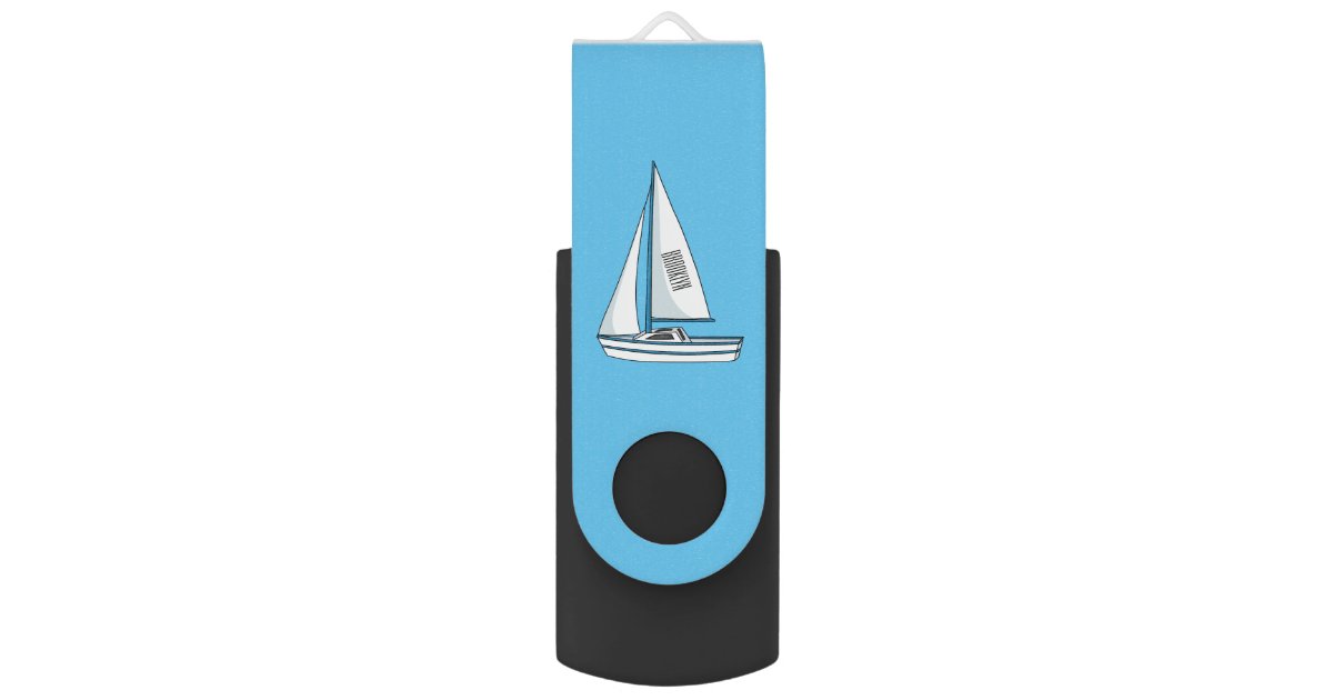 Sailboat cartoon illustration flash drive | Zazzle