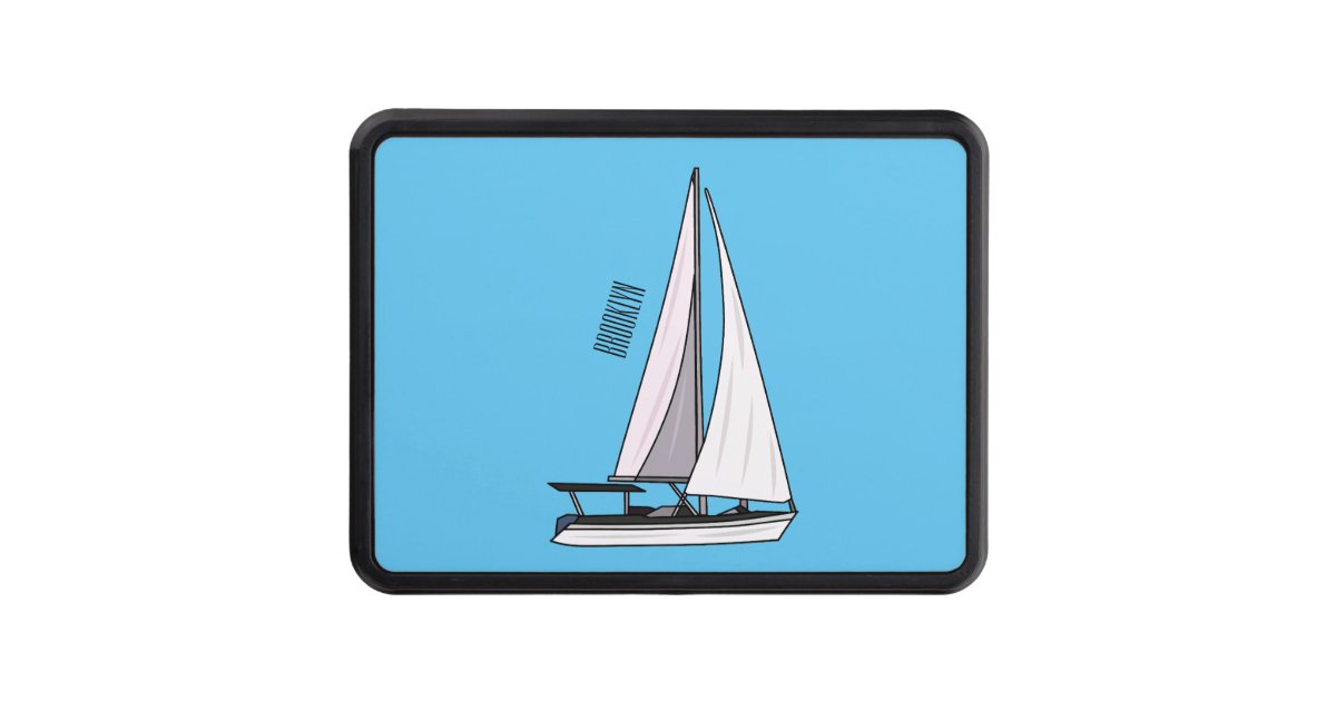 Sailboat cartoon illustration hitch cover | Zazzle
