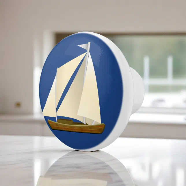 Sailboat Ceramic Knob | Zazzle