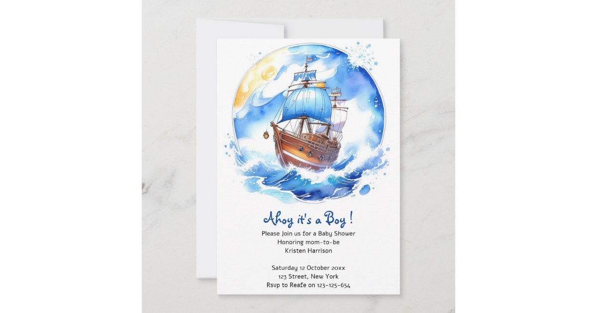 Sailboat Dreams: Nautical Baby Boy Shower Invitation | Zazzle