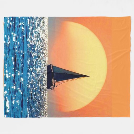 Sailboat Ocean Sunset Fleece Blanket | Zazzle