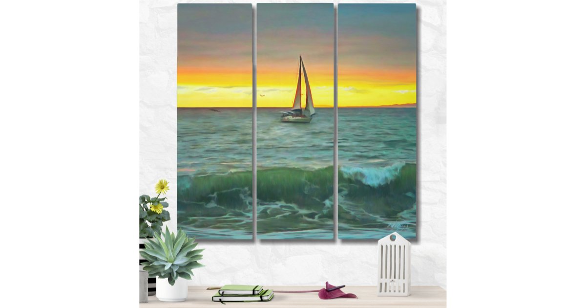 Sailboat on Banderas Bay 0884 Triptych | Zazzle