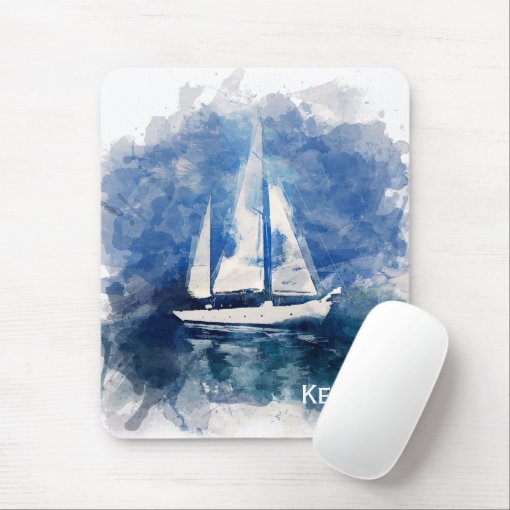 Sailboat Painting Personalized Mouse Pad | Zazzle