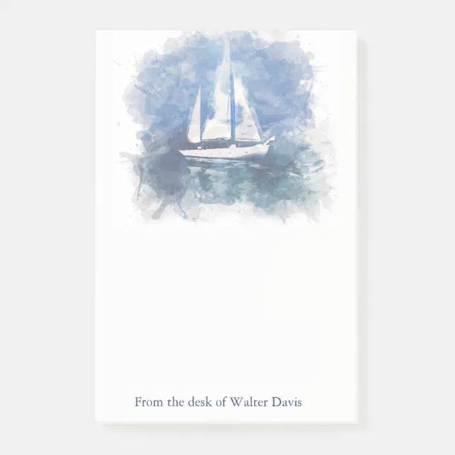 Sailboat Personalized Post It Note Pad | Zazzle