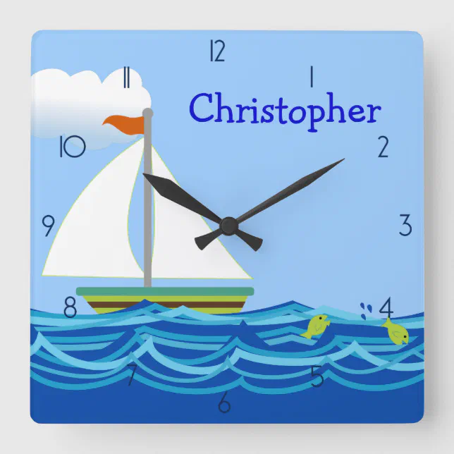 Sailboat Personalized Wall Clock | Zazzle