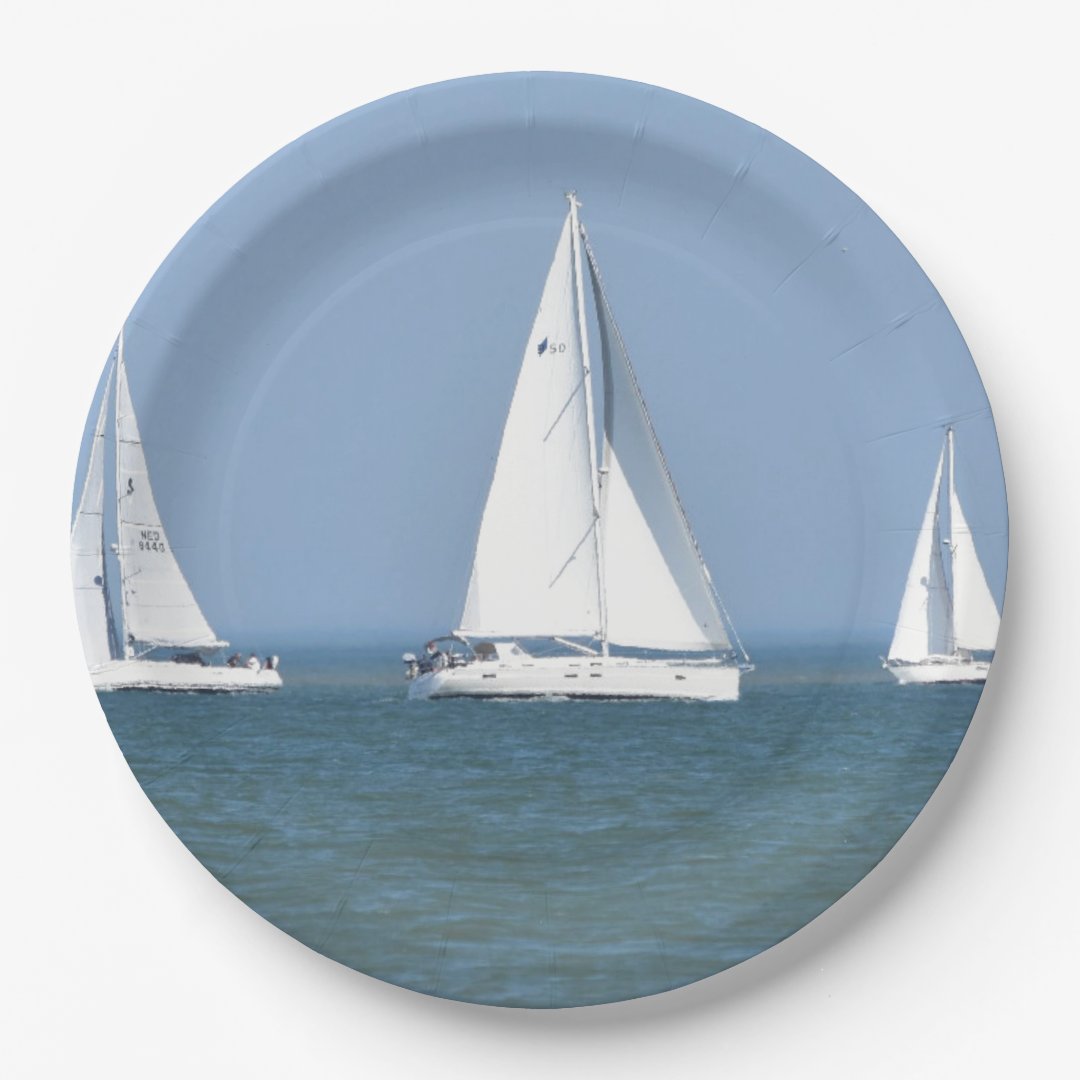 Sailboat Photo on Paper Plates | Zazzle