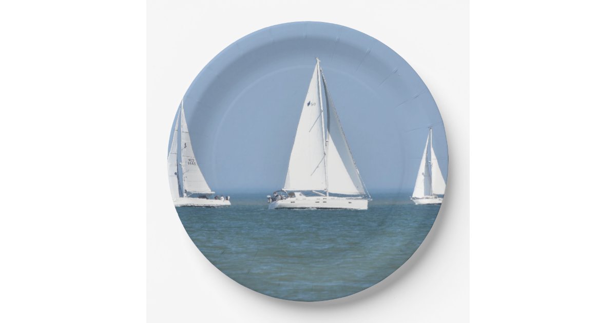 Sailboat Photo on Paper Plates | Zazzle