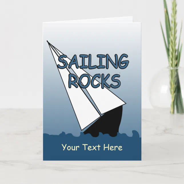 Sailboat Sailing Rocks Custom Greeting Card | Zazzle