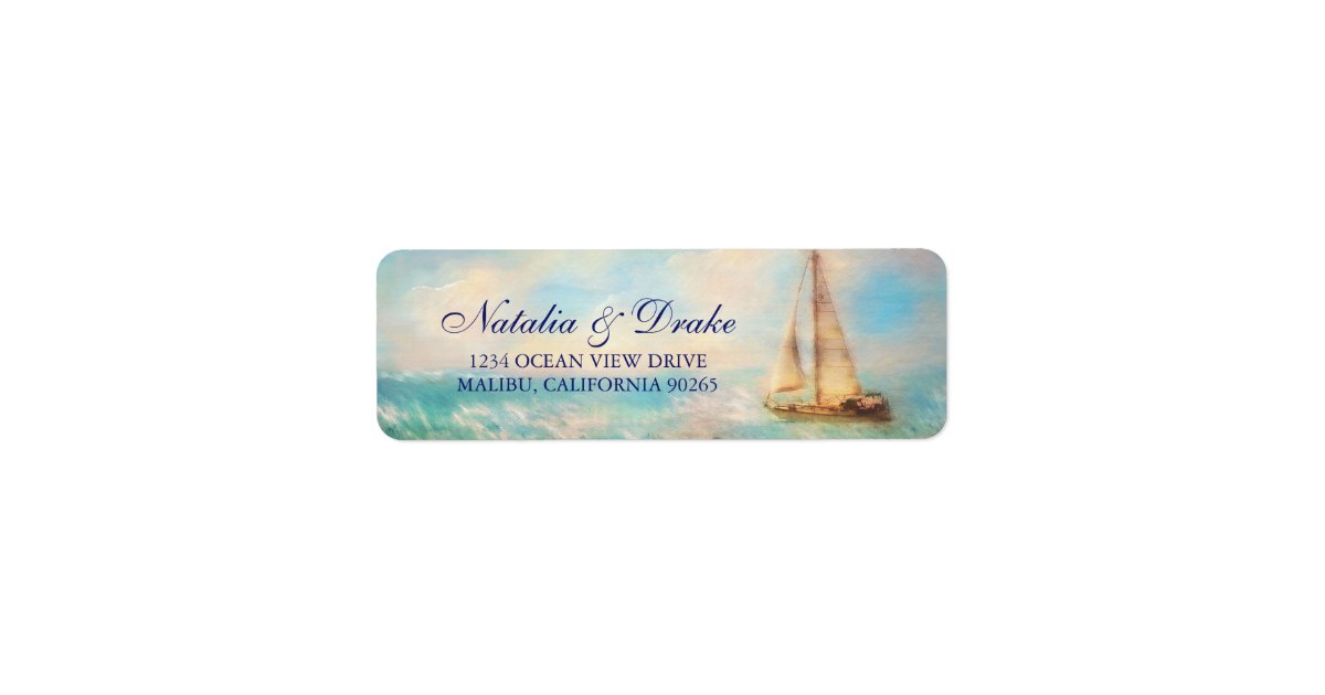 Sailboat & Sea | Nautical Wedding Return Address Label | Zazzle
