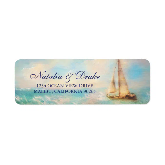 Sailboat & Sea | Nautical Wedding Return Address Label | Zazzle