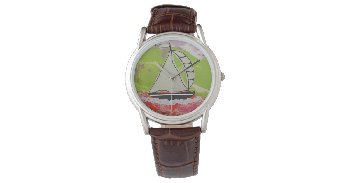 Sailboat Striped Jib Watch | Zazzle