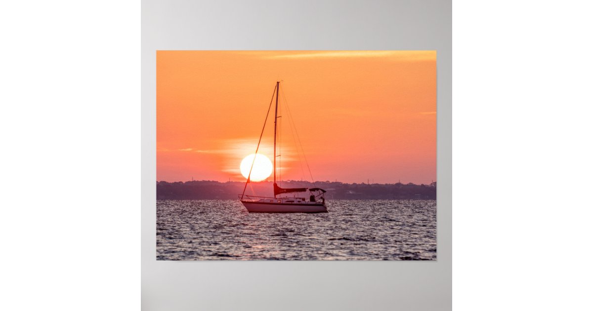 Sailboat Sunrise Poster | Zazzle
