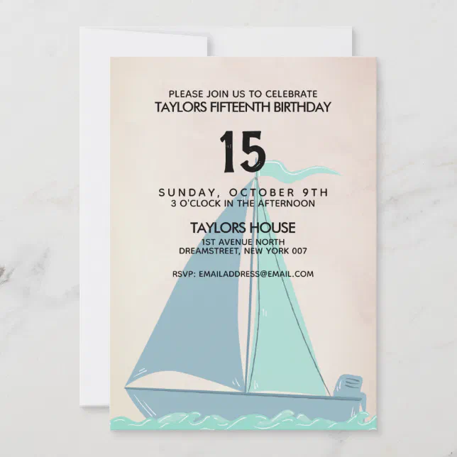 Sailboat Sunset Summer Blue Pink Birthday Party Invitation | Zazzle