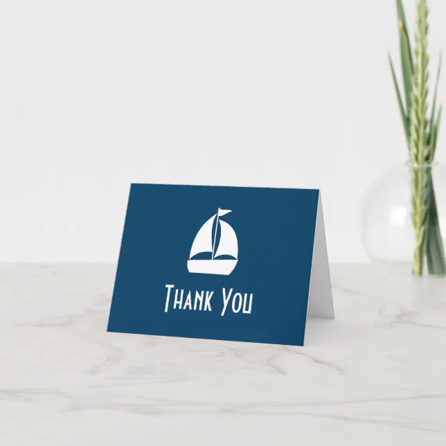 Sailboat Thank You Note Cards (Navy Blue) | Zazzle