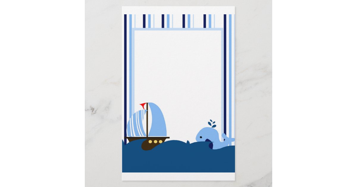 Sailboat & Whale Stationery | Zazzle