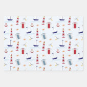 Sailboats and Lighthouses Wrapping Paper Sheet Set | Zazzle