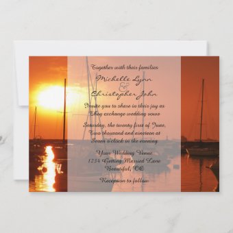 Sailboats at Sunset Beach Wedding Invitation | Zazzle