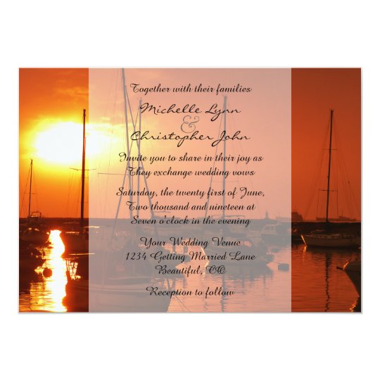 Sailboats at Sunset Beach Wedding Invitation | Zazzle.com