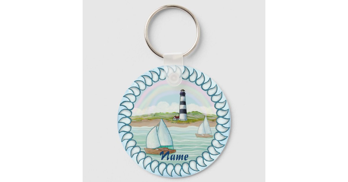Sailboats Lighthouse Keychain | Zazzle