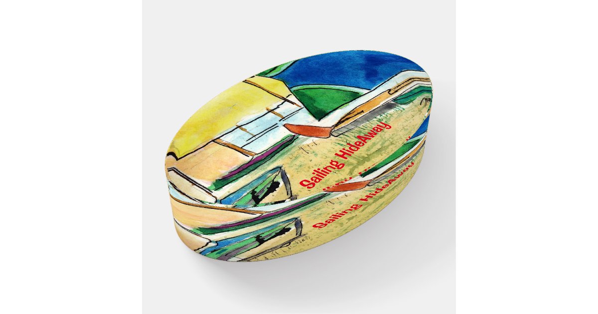Sailboats On Beach- Original Water Color Paperweight | Zazzle