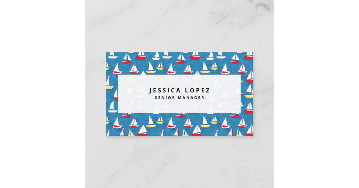 Sailboats Pattern Blue Business Card | Zazzle
