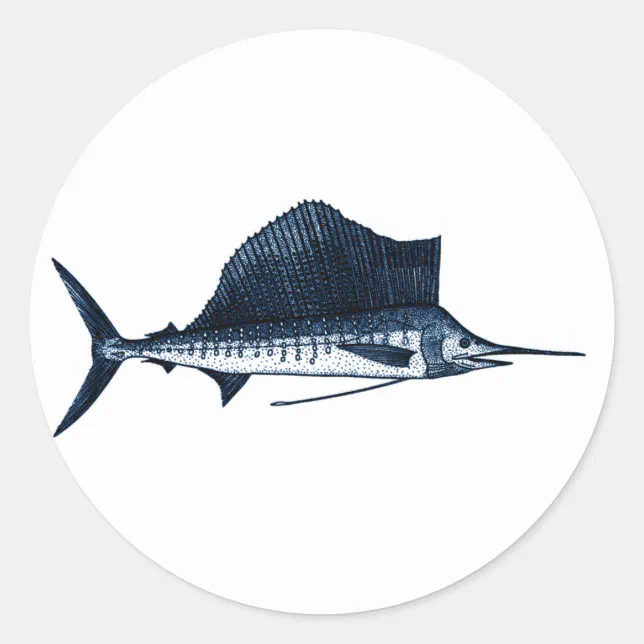 Sailfish Logo Classic Round Sticker | Zazzle