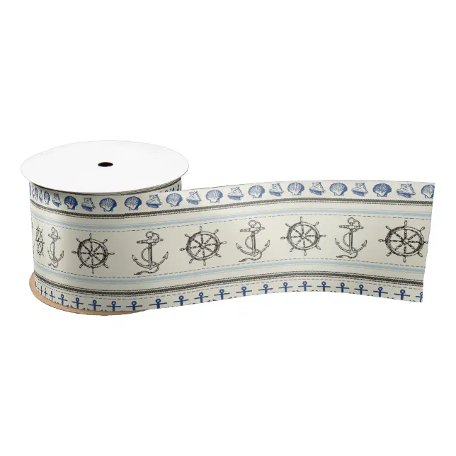 Sailing Anchor Nautical Rope Knot Satin Ribbon | Zazzle
